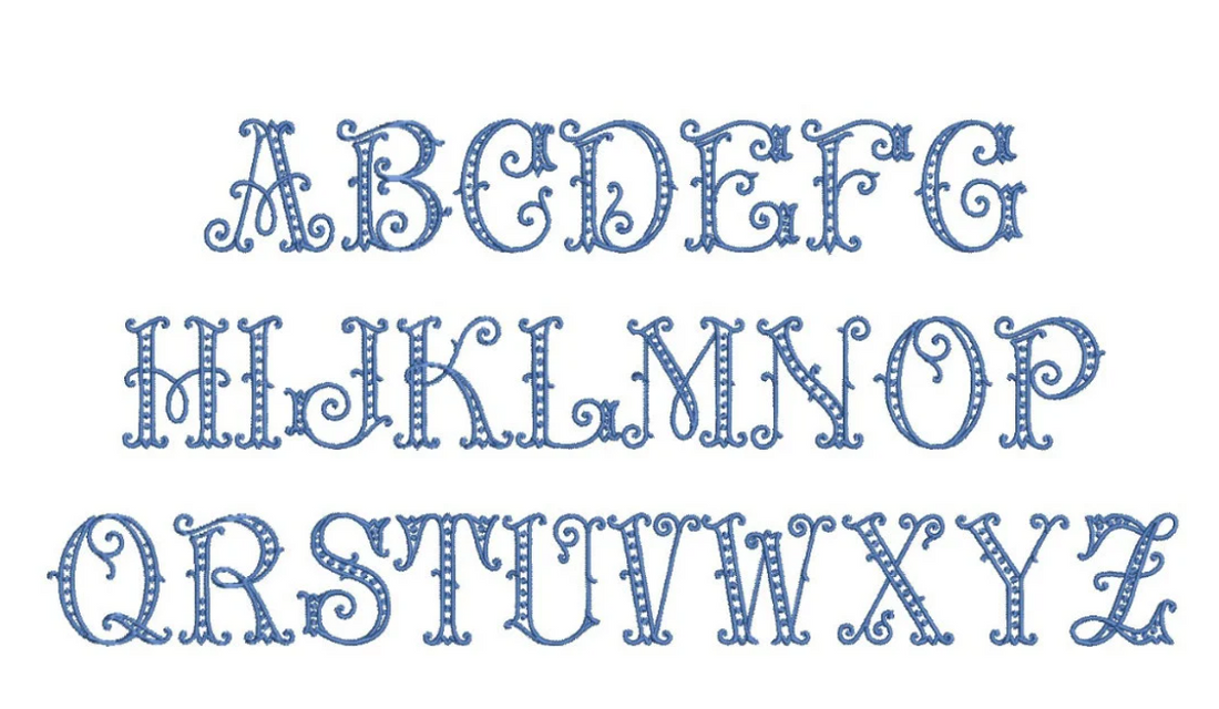 Fancy Embroidery Font, Machine Embroidery Monogram Font ...